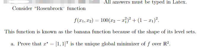 Solved Consider "Rosenbrock" function | Chegg.com