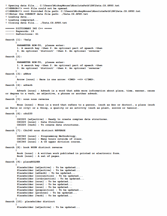 Solved PART C - Dictionary 340 C++, 90 points Our satisfied | Chegg.com