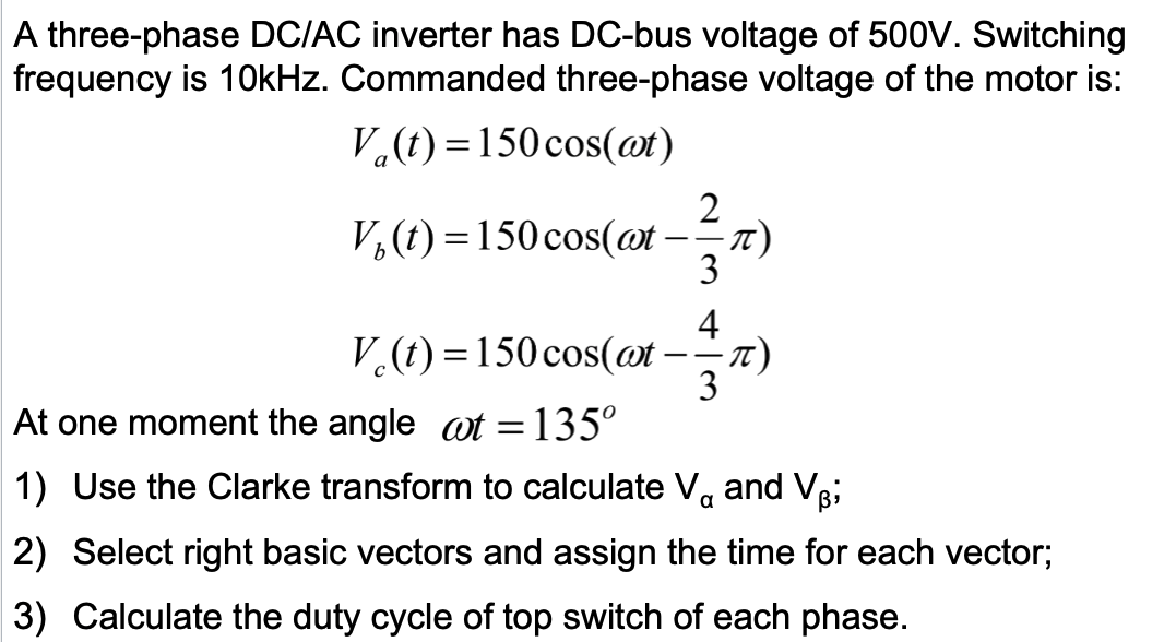 A three-phase DC/AC inverter has DC-bus voltage of | Chegg.com
