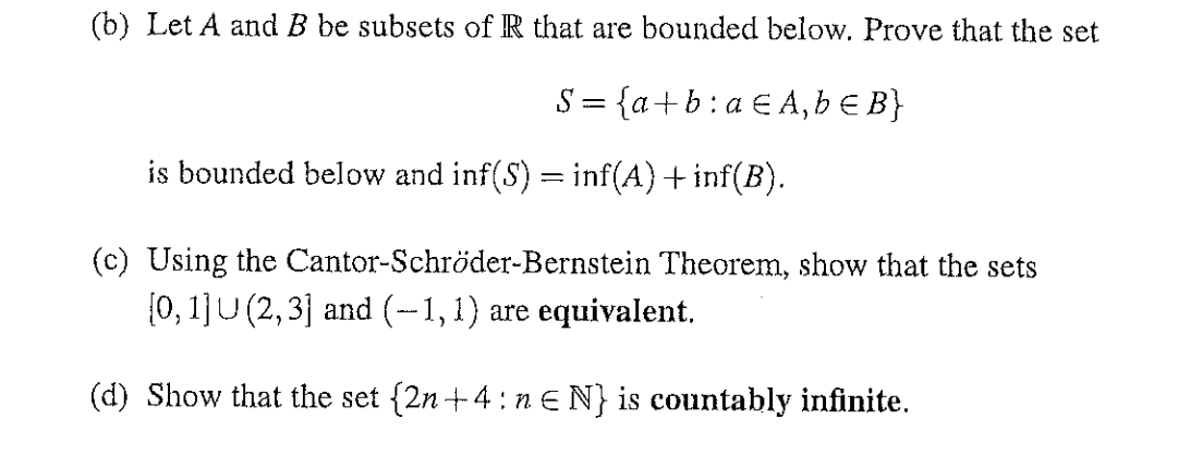 Solved (b) Let A and B be subsets of R that are bounded | Chegg.com