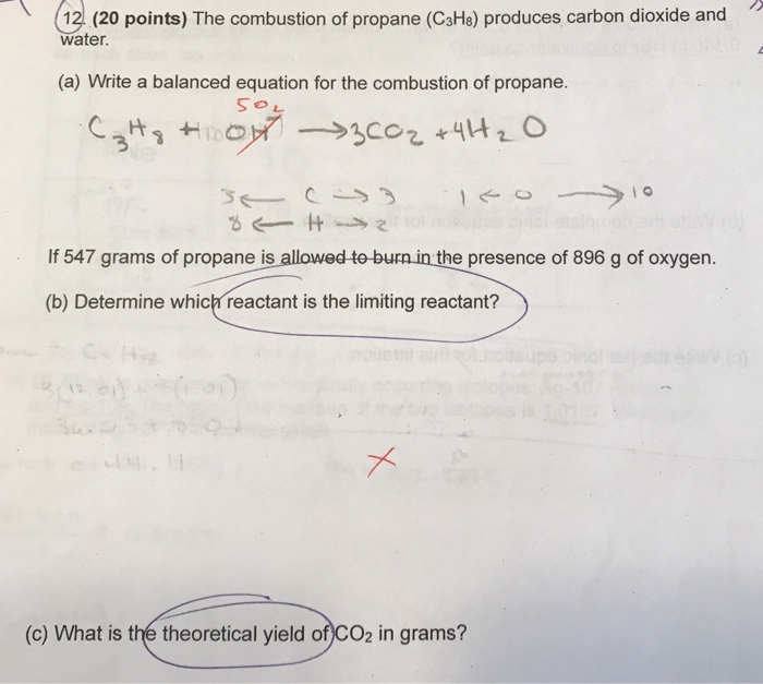 Write A Balanced Chemical Equation For The Combustion Of Propane ...