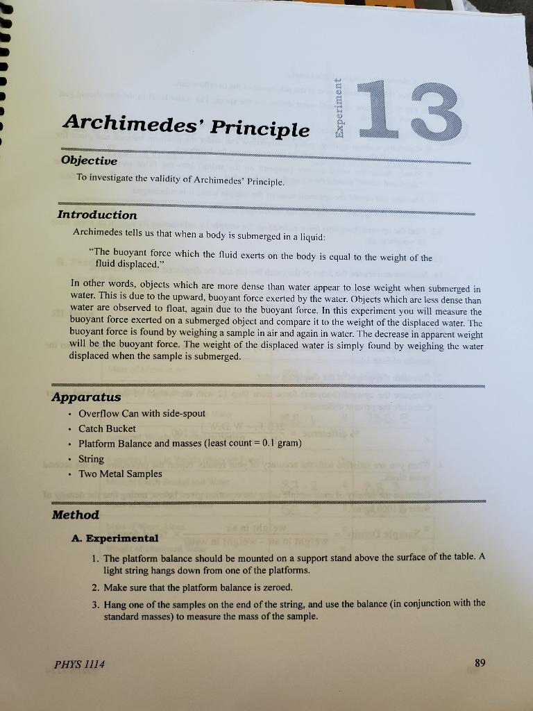 Solved Introduction Archimedes tells us that when a body is | Chegg.com