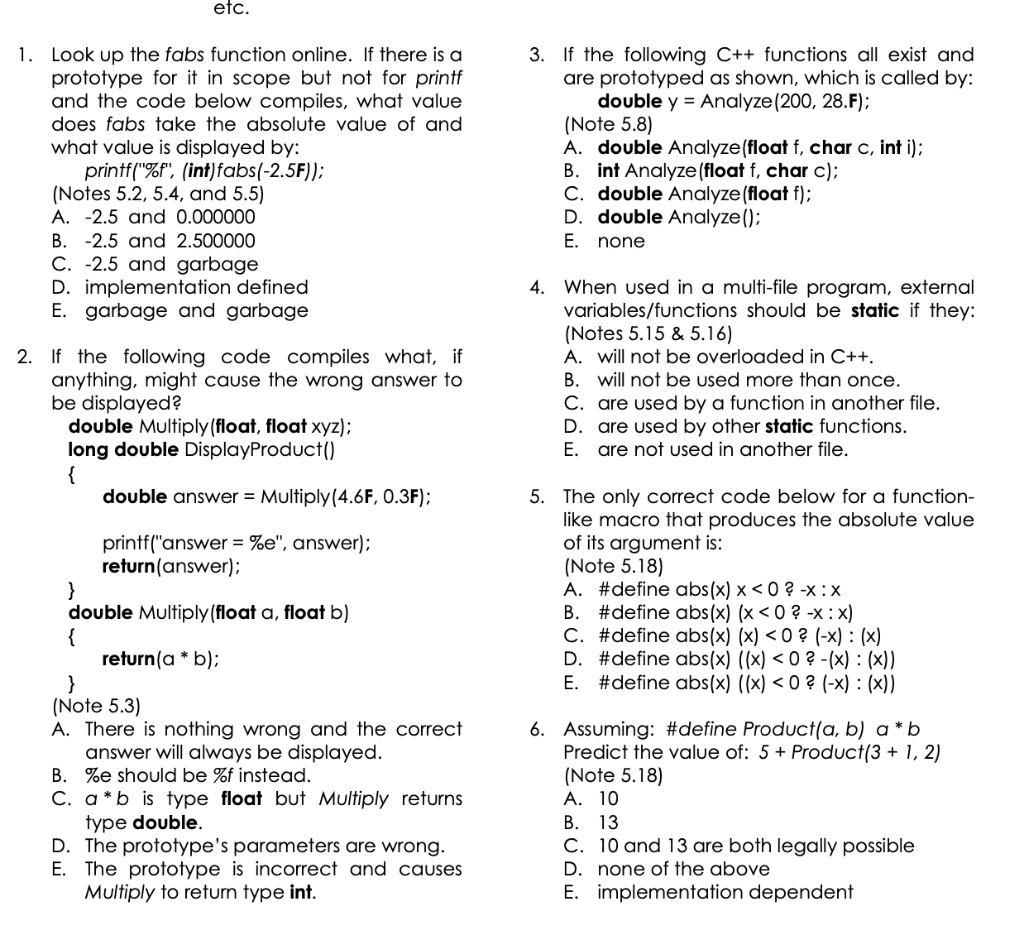 Solved etc. 1. Look up the fabs function online. If there is | Chegg.com