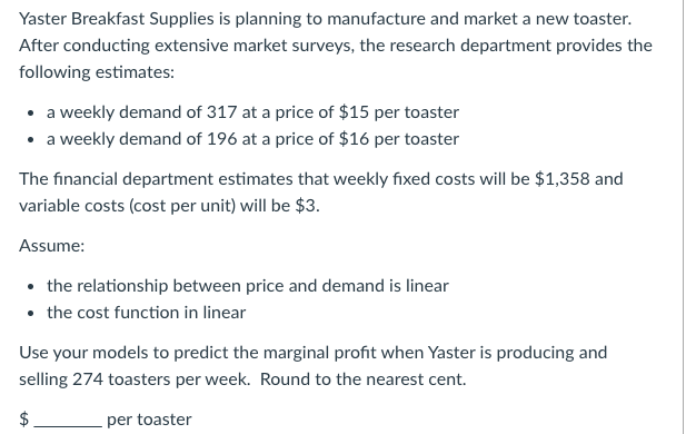 Solved Yaster Breakfast Supplies is planning to manufacture | Chegg.com