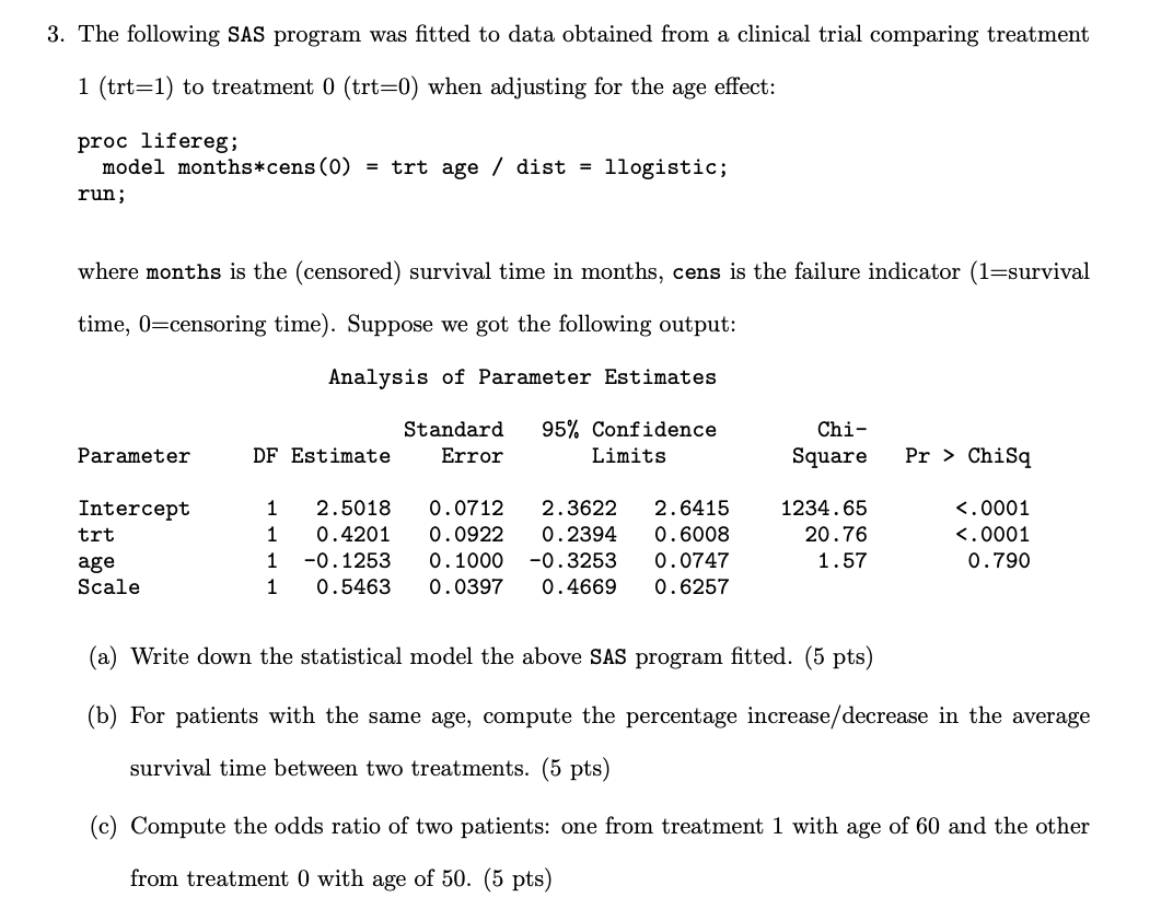 3 The Following Sas Program Was Fitted To Data