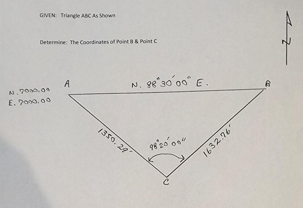Solved Given Triangle Abc As Shown Determine The
