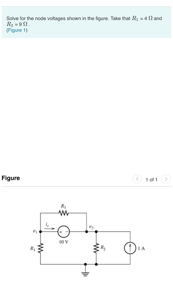 Solved Part A Find The Node Voltage V1 Express Your Answ