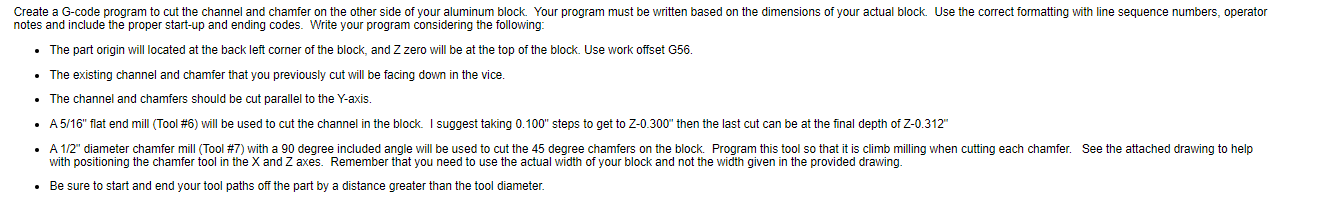 Solved Create a G-code program to cut the channel and | Chegg.com