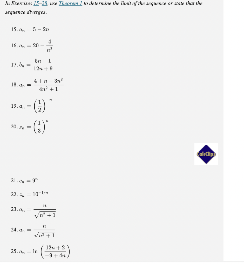 Solved In Exercises 15–28, use Theorem 1 to determine the | Chegg.com