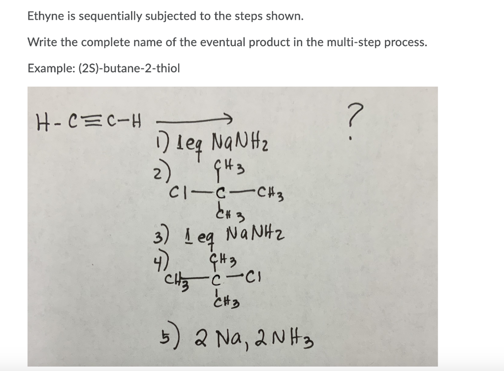 Solved Ethyne is sequentially subjected to the steps shown. | Chegg.com