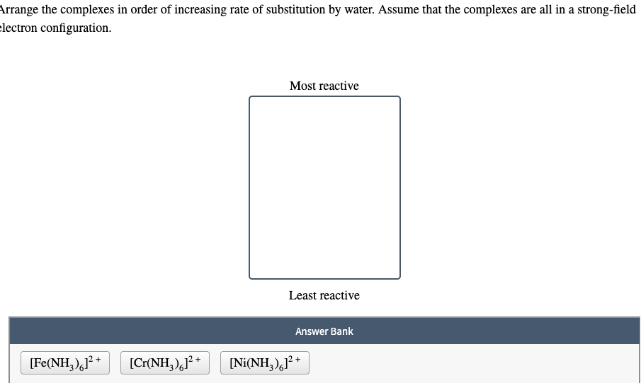Solved rrange the complexes in order of increasing rate of | Chegg.com