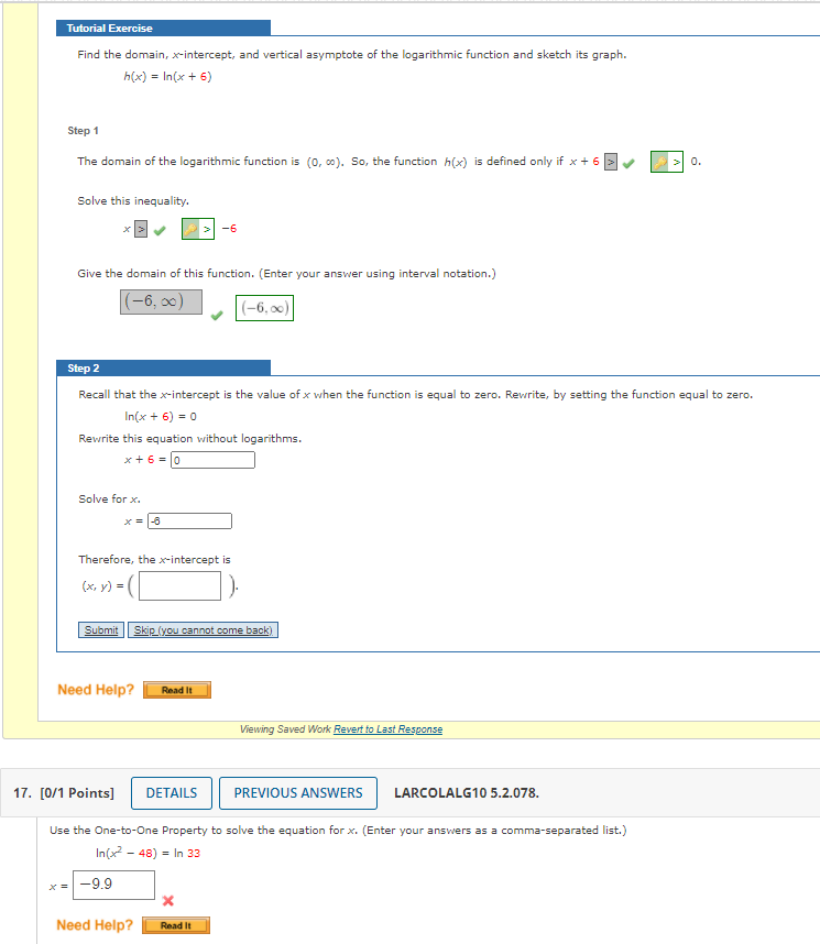 Solved Tutorial Exercise Find The Domain X Intercept And