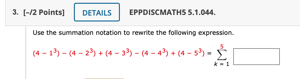 Solved 3. [-/2 Points] DETAILS EPPDISCMATH5 5.1.044. Use the | Chegg.com