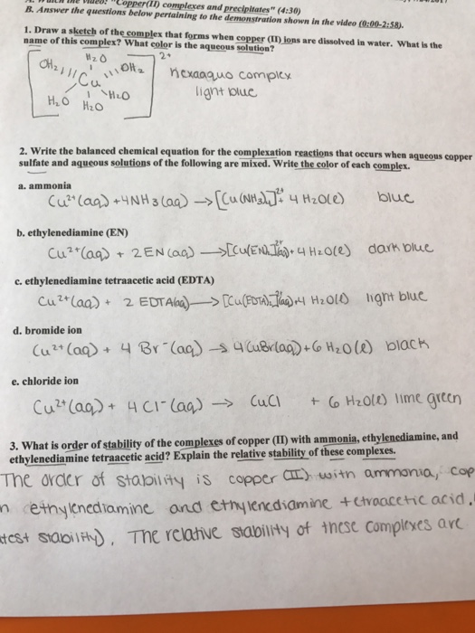 Solved Draw a sketch of the complex that forms when copper | Chegg.com
