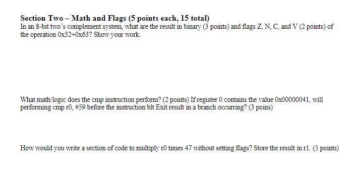 Solved Section Two - Math and Flags (5 points each, 15 | Chegg.com