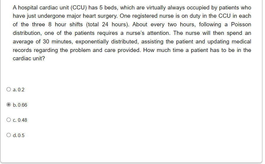 Solved A hospital cardiac unit (CCU) has 5 beds, which are | Chegg.com