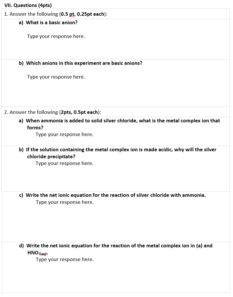 Experiment 2 Qualitative Analysis: Anions (#7) I. | Chegg.com