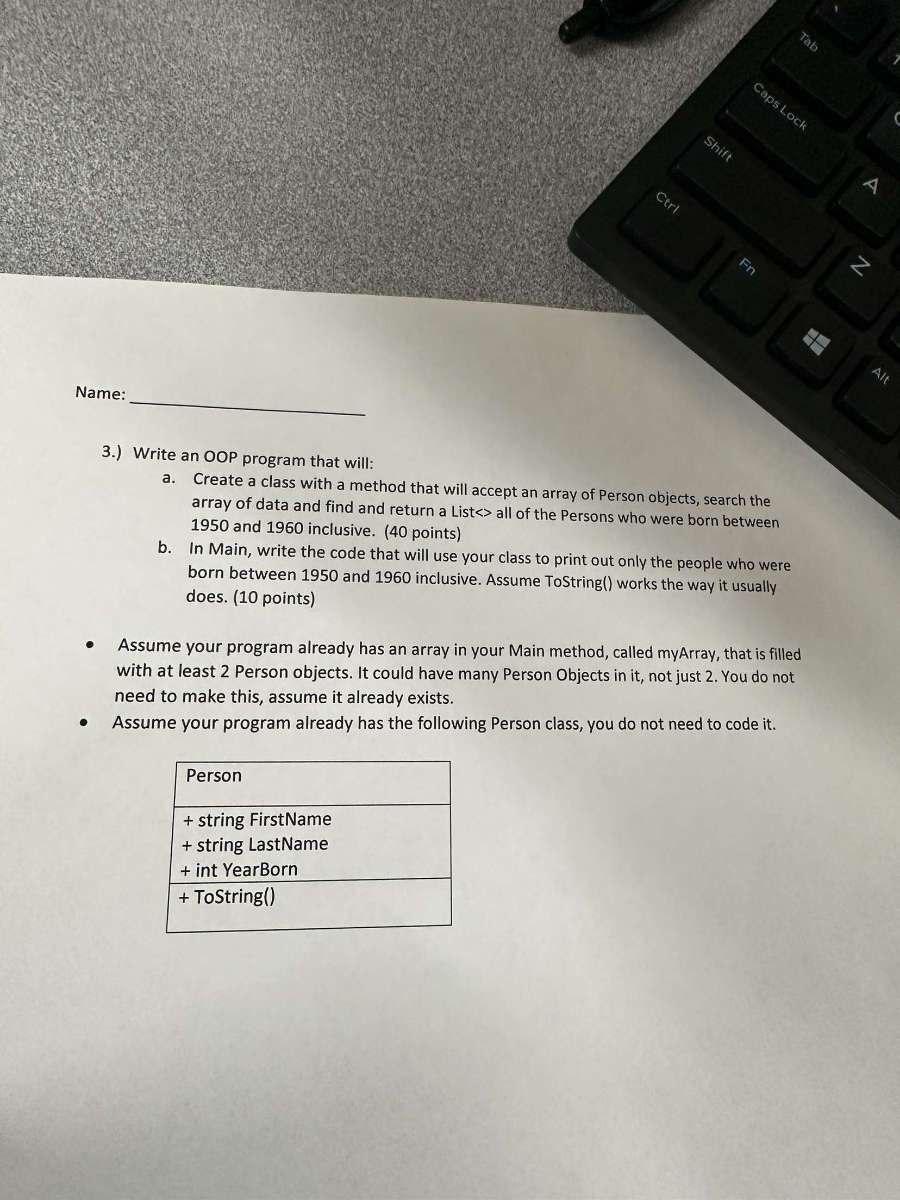 Solved 3.) Write an OOP program that will: a. Create a class | Chegg.com Solved 3.) Write an OOP program that will: a. Create a class | Chegg.com