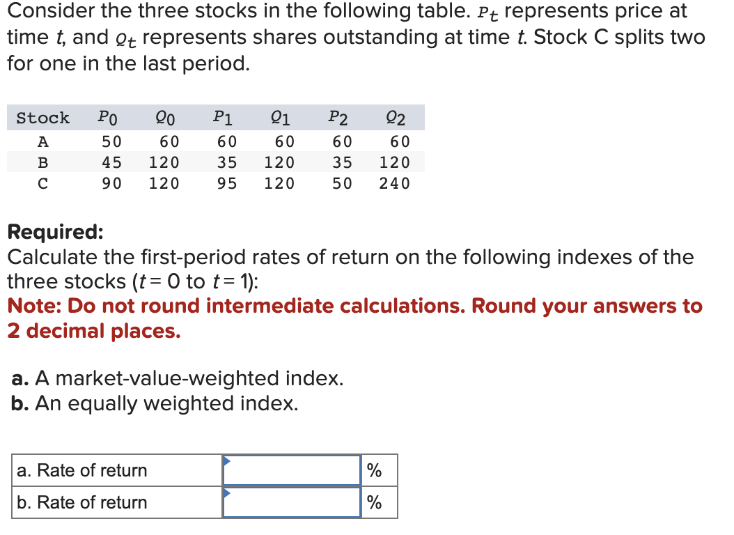 Solved Consider the three stocks in the following table. Pt | Chegg.com Solved Consider the three stocks in the following table. Pt | Chegg.com