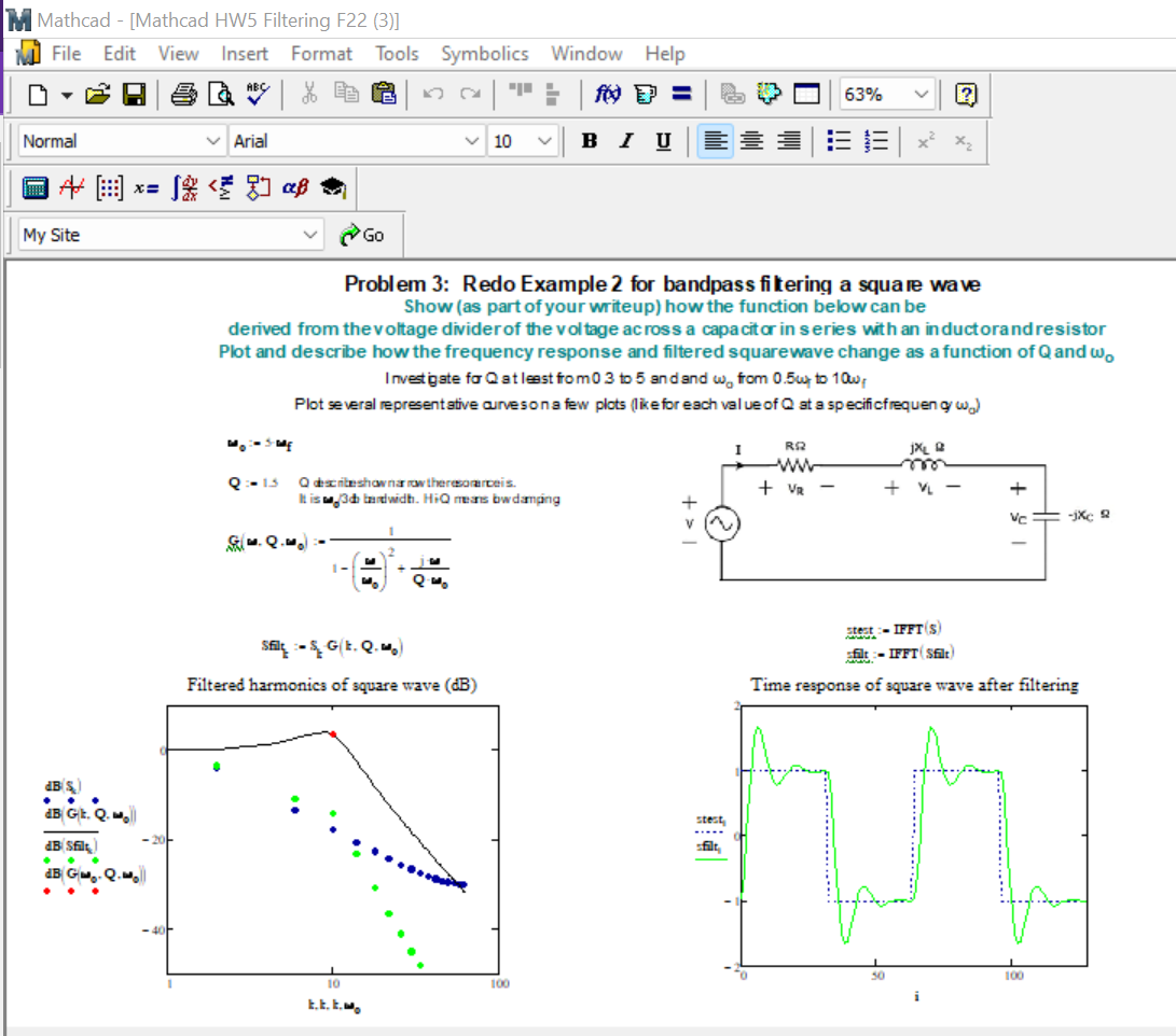 Problem 3: Redo Example 2 for bandpass filtering a | Chegg.com