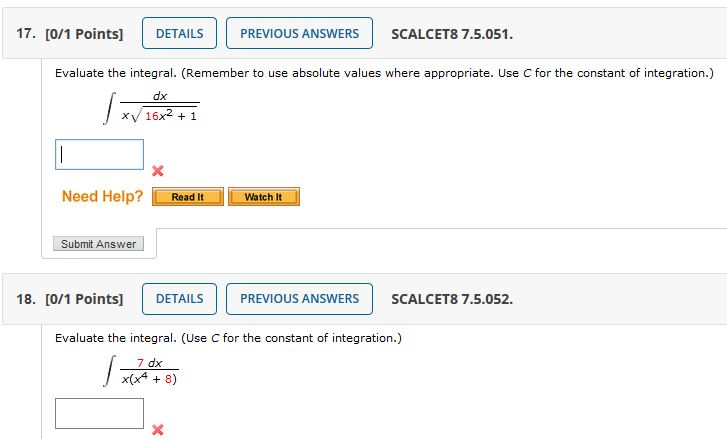 Solved 17. [0/1 Points] DETAILS PREVIOUS ANSWERS SCALCET8 | Chegg.com