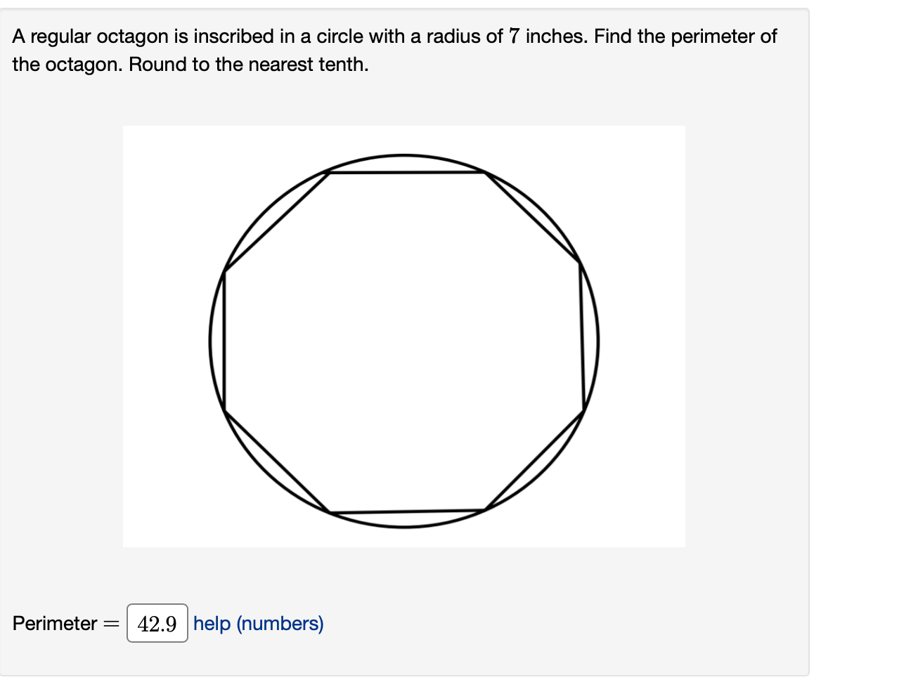 Solved A regular octagon is inscribed in a circle with a | Chegg.com