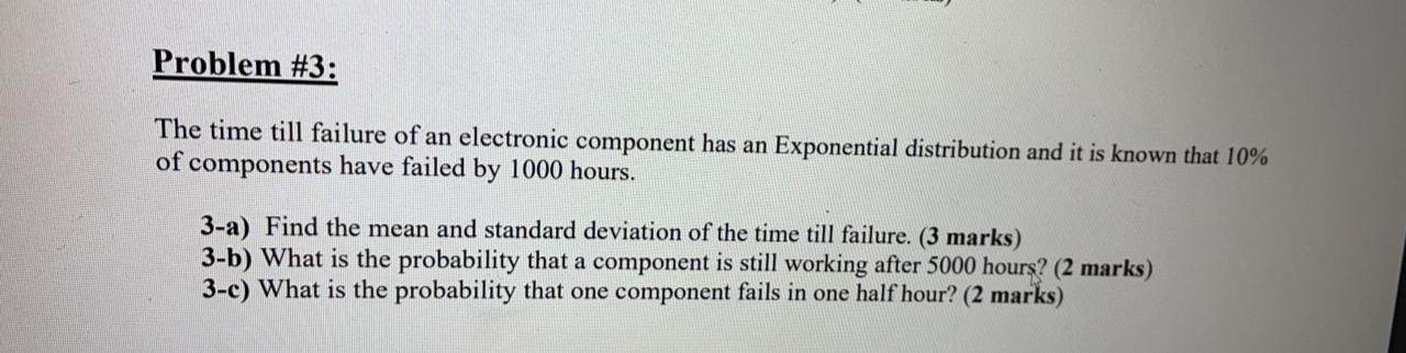 Solved Problem #3: The time till failure of an electronic | Chegg.com