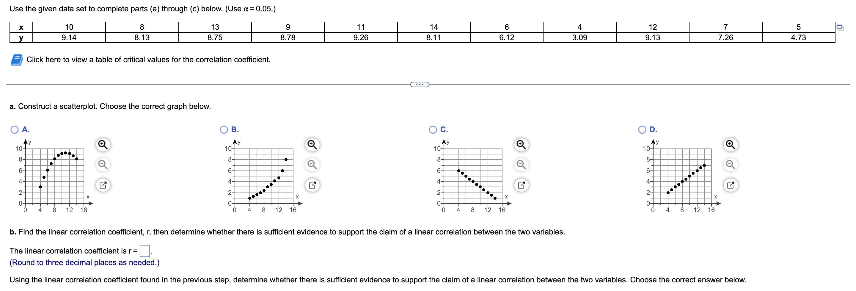 Solved Use the given data set to complete parts (a) through | Chegg.com
