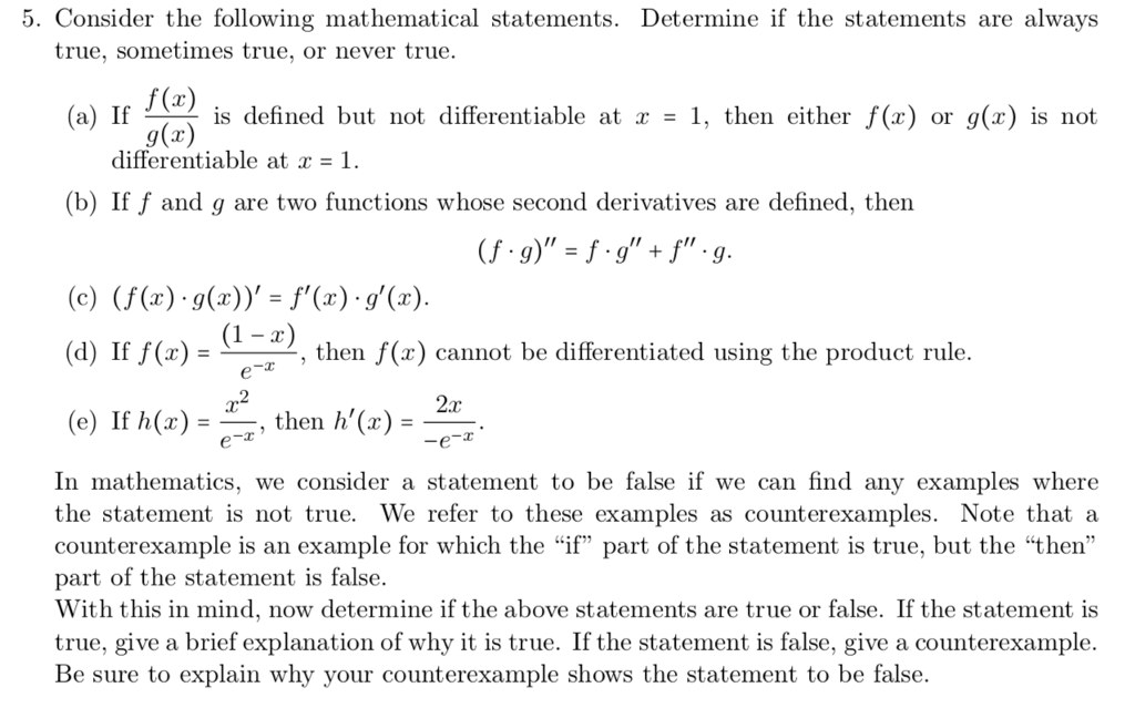 Solved 5. Consider the following mathematical statements. | Chegg.com