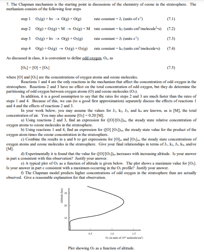 7. The Chapman mechanism is the starting point in | Chegg.com