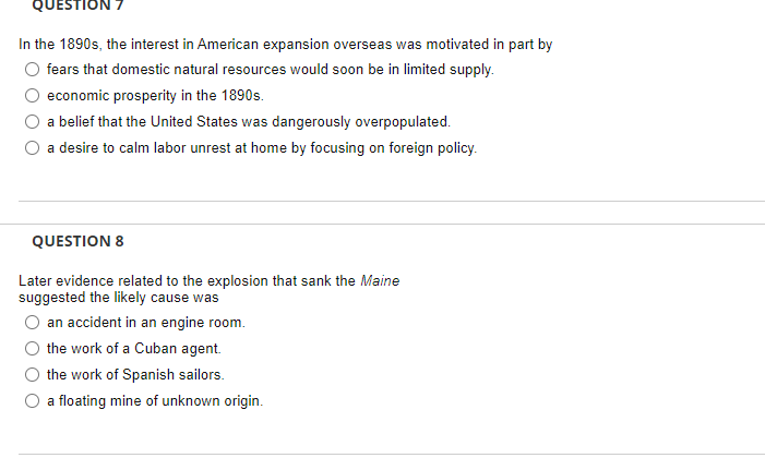 Solved QUESTION 7 In the 1890s, the interest in American | Chegg.com