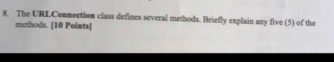 Solved The Urlconnection Class Defines Several Methods