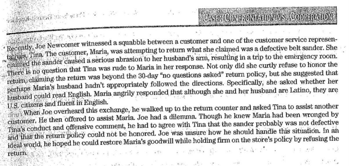 Solved ČASE: CONFRONTATION VS. COOPERAI antle Joe Newcomer | Chegg.com