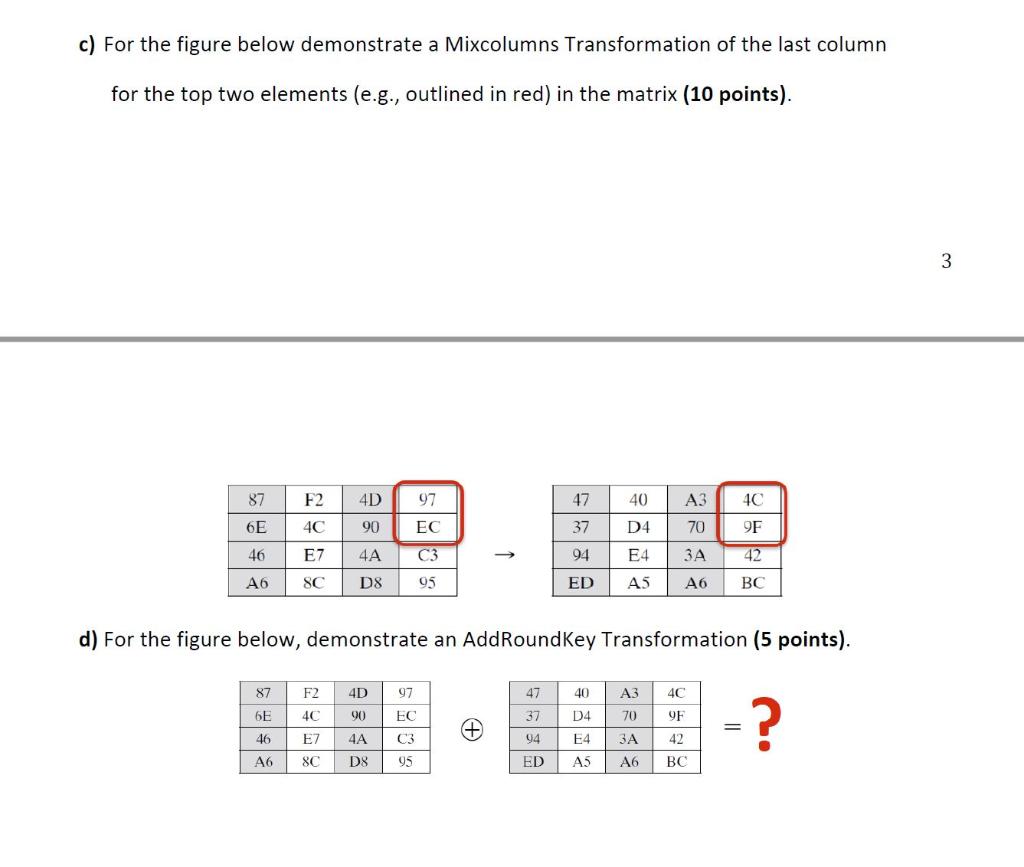 7) AES Cryptography: For the four stages in the AES | Chegg.com