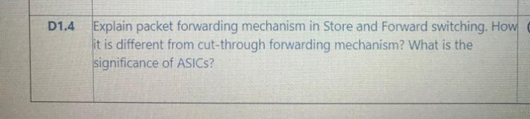 Solved D1.4 Explain packet forwarding mechanism in Store and | Chegg.com