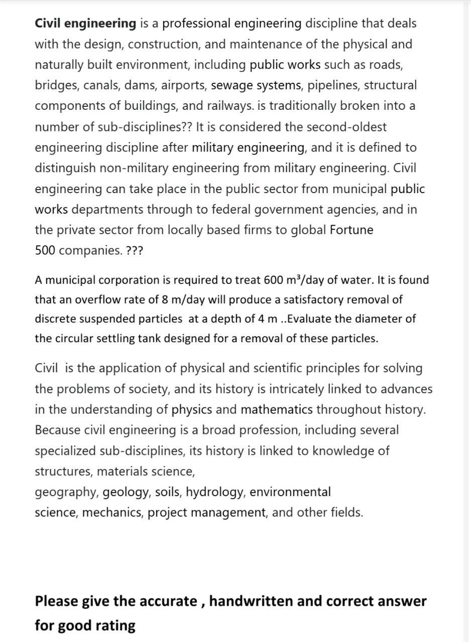 Solved Civil engineering is a professional engineering | Chegg.com