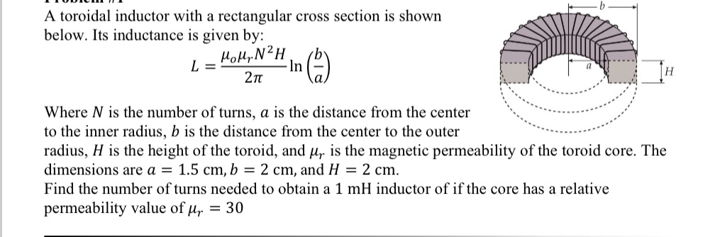 Solved A Toroidal Inductor With A Rectangular Cross Section
