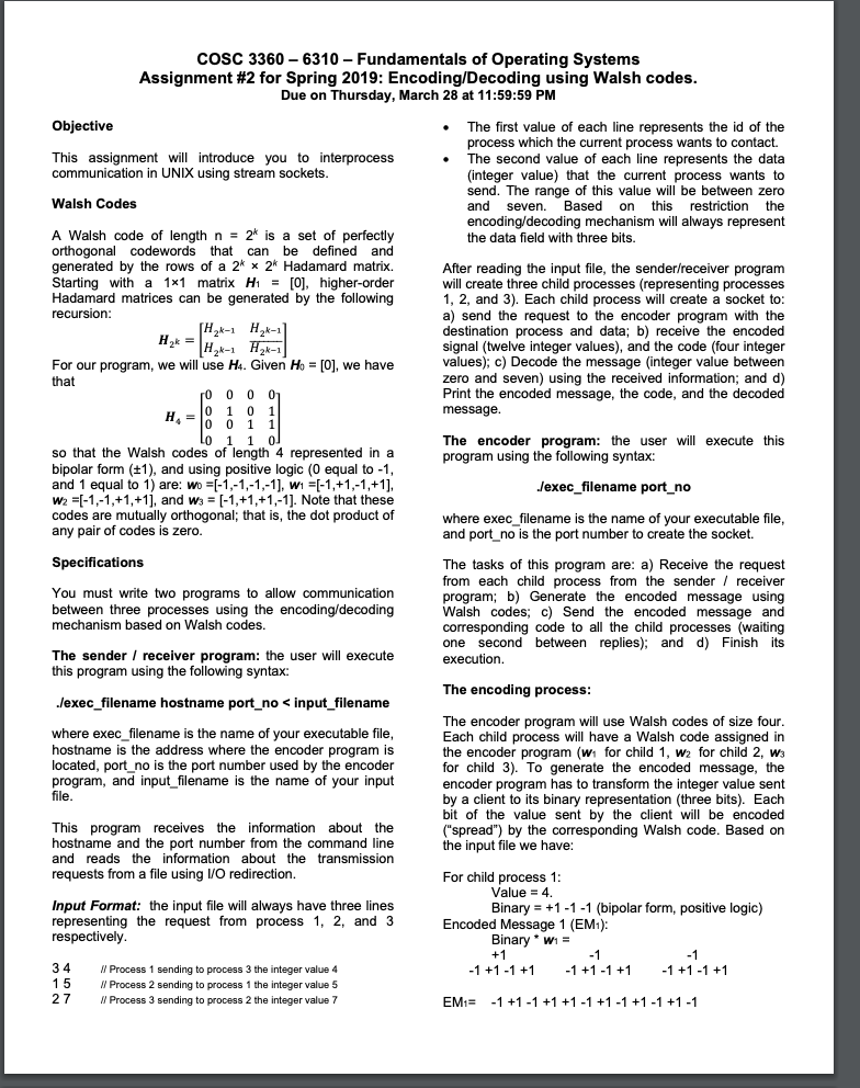 COSC 3360 6310 Fundamentals of Operating Systems | Chegg.com