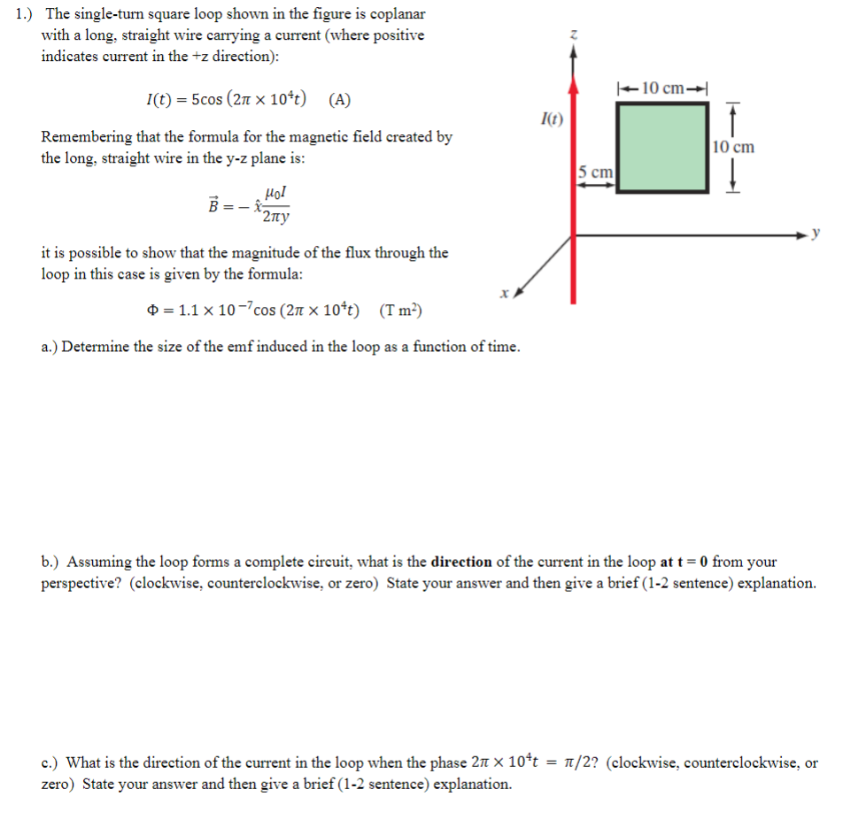 Solved 1.) The single-turn square loop shown in the figure | Chegg.com