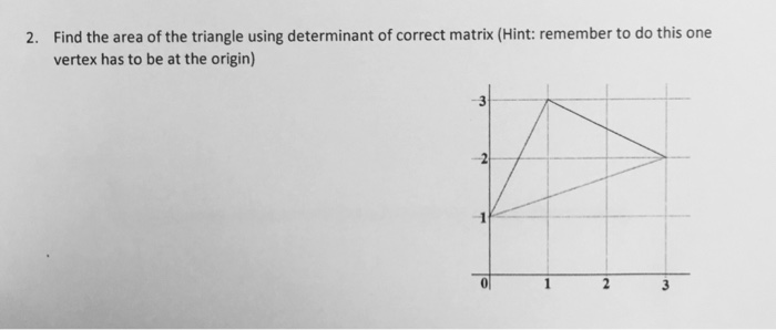 Solved Find the area of the triangle using determinant of | Chegg.com