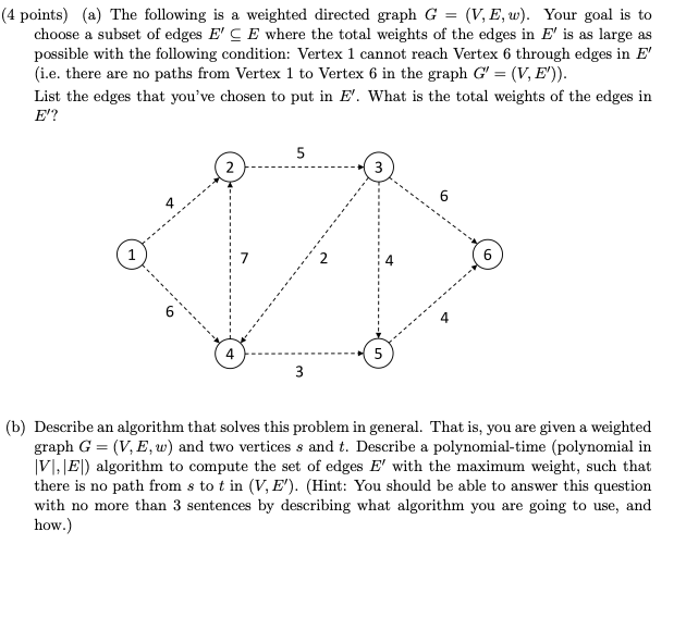 Solved 4 points) (a) The following is a weighted directed | Chegg.com