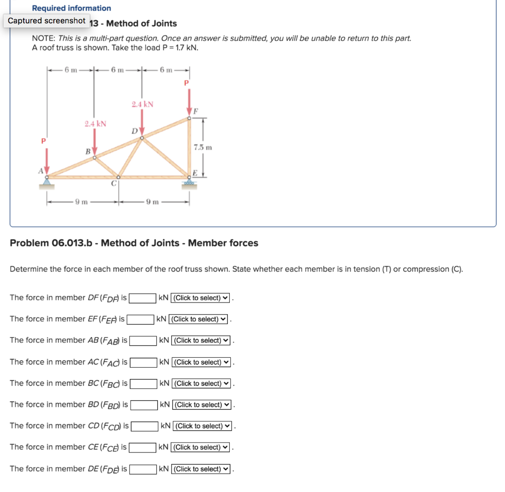 Solved Statics problem Choose C or T or N/A for 'Click to | Chegg.com