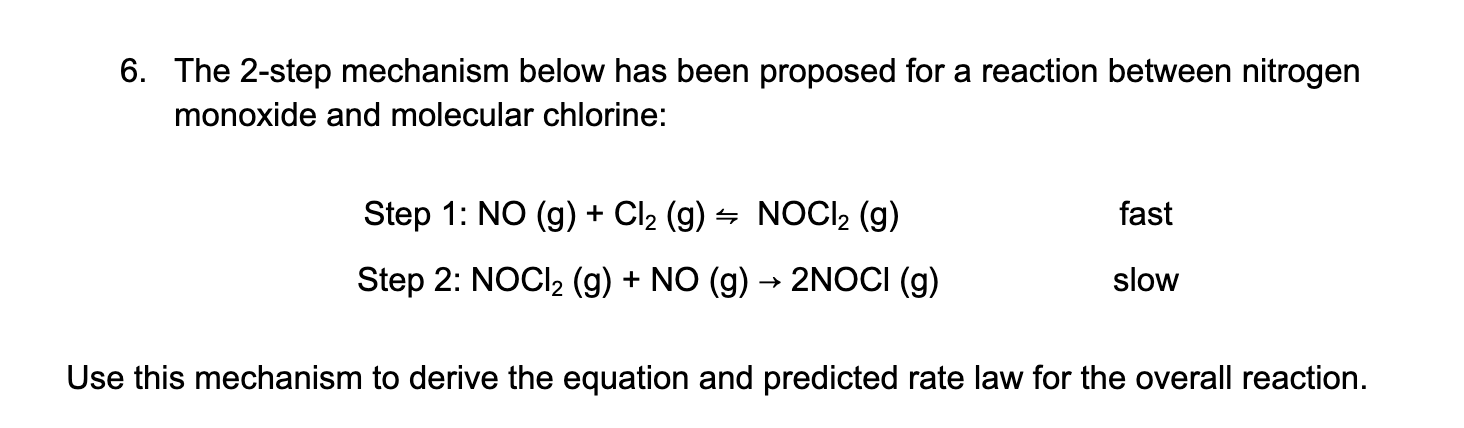 Solved The 2-step mechanism below has been proposed for a | Chegg.com