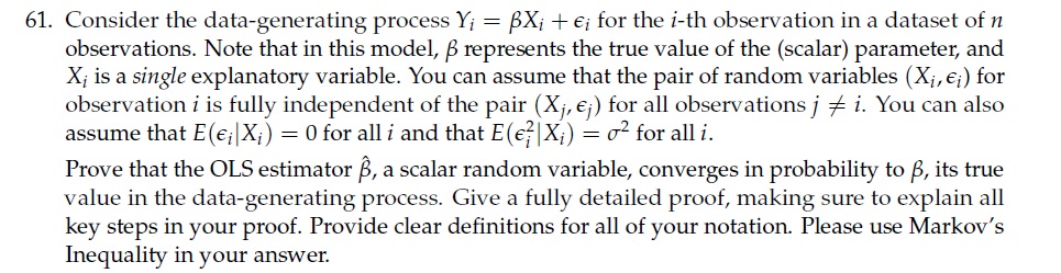 Solved Consider the data-generating process Yi=βxi+εloni | Chegg.com