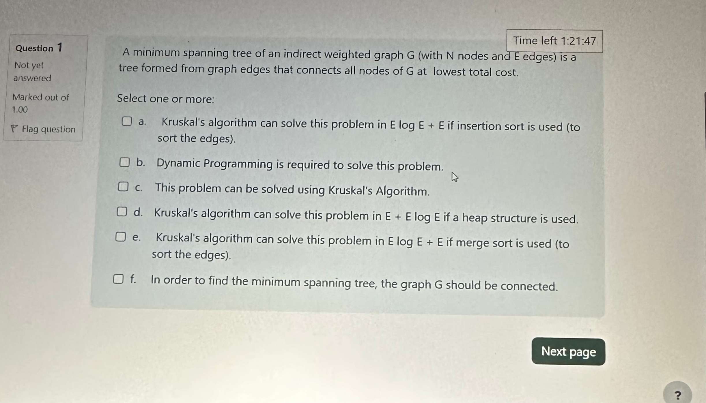 Solved A minimum spanning tree of an indirect weighted graph | Chegg.com