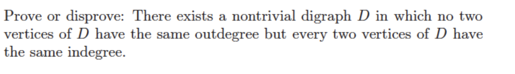 Solved Prove or disprove: There exists a nontrivial digraph | Chegg.com
