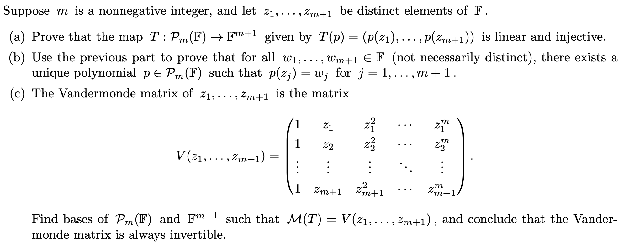 Solved Suppose m is a nonnegative integer, and let z1,…,zm+1 | Chegg.com