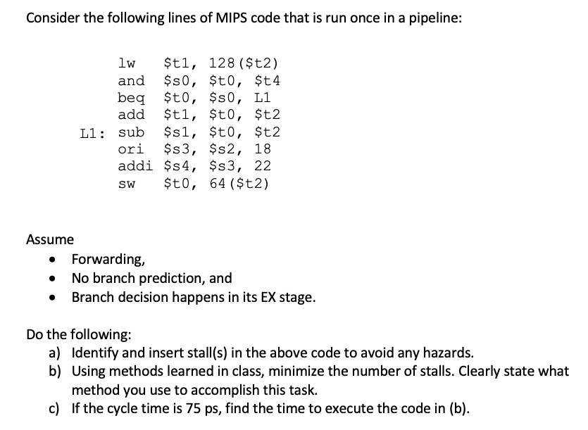 Solved Consider the following lines of MIPS code that is run | Chegg.com