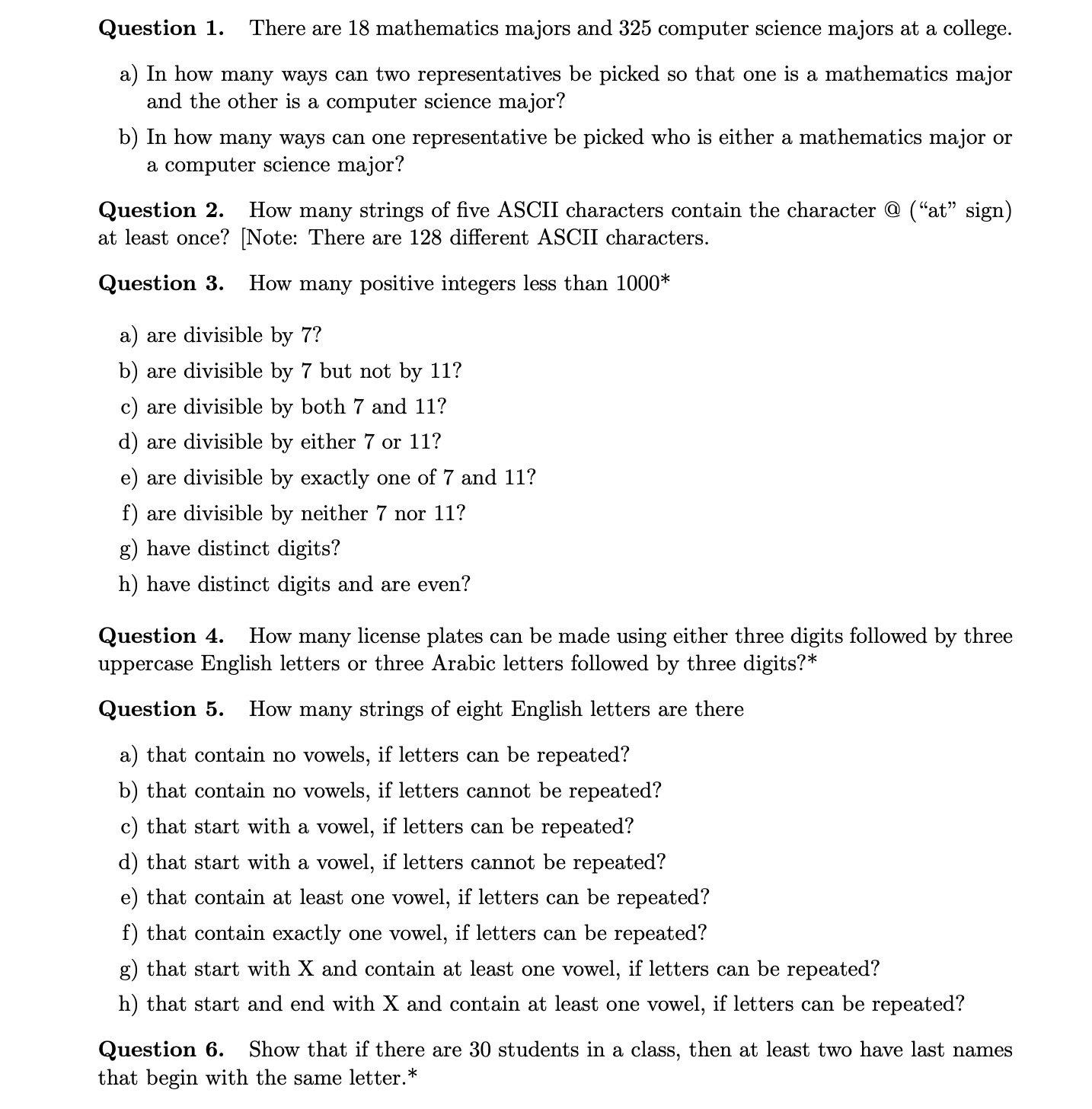 Solved Question 1. There are 18 mathematics majors and 325 | Chegg.com