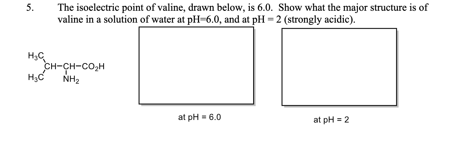 Solved The isoelectric point of valine, drawn below, is 6.0. | Chegg.com